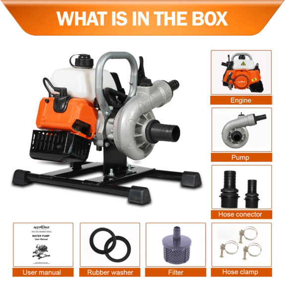 Neptune NPP-1.5-Inch Portable Water Pump | 2 Stroke 40CC Petrol Engine ...