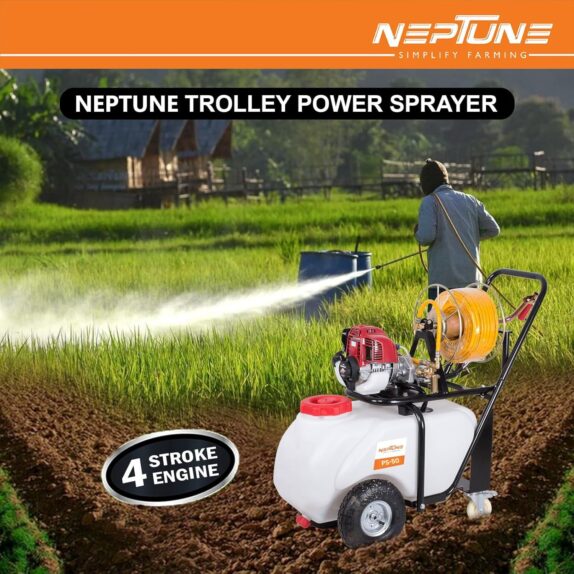Neptune PS-50 Portable Trolley Power Sprayer | 4 Stroke 35 CC Petrol ...